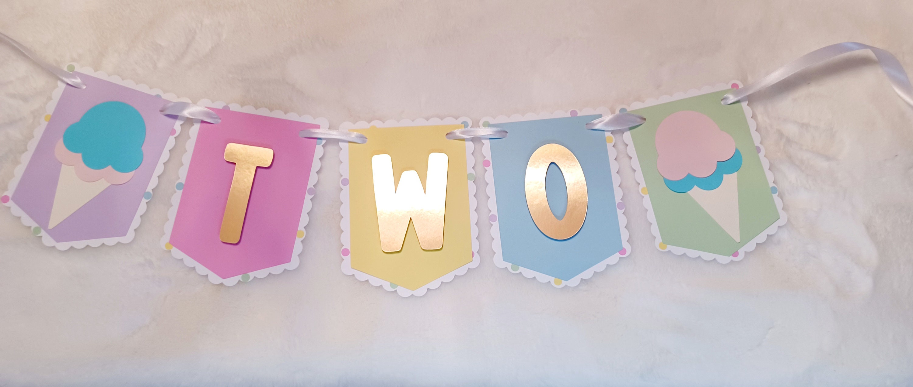 Colorful Birthday Banner | Ice Cream Cone Banner | Pastel Birthday ...