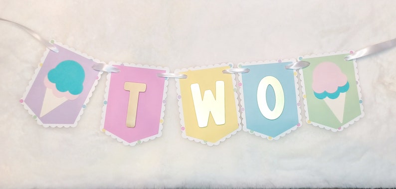 Colorful Birthday Banner | Ice Cream Cone Banner | Pastel Birthday ...