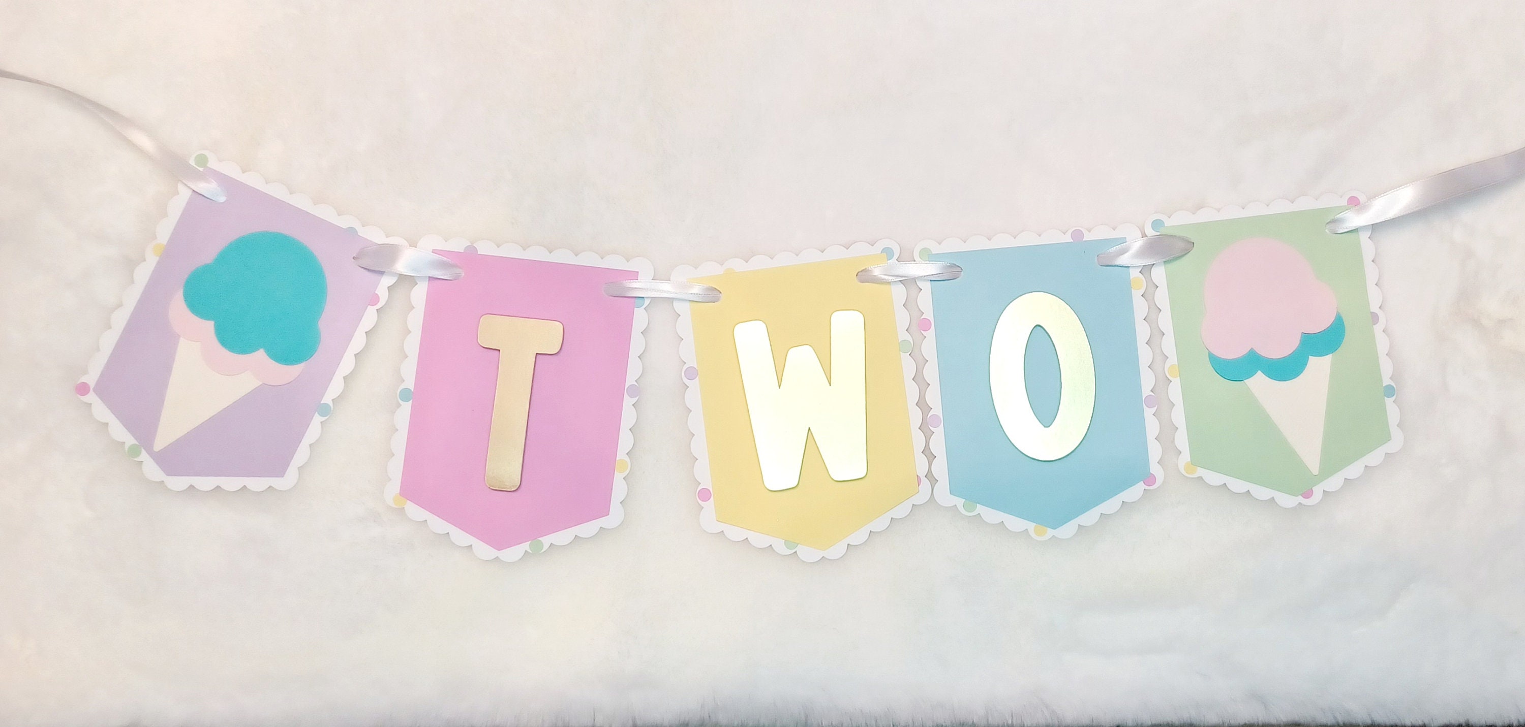Colorful Birthday Banner | Ice Cream Cone Banner | Pastel Birthday ...