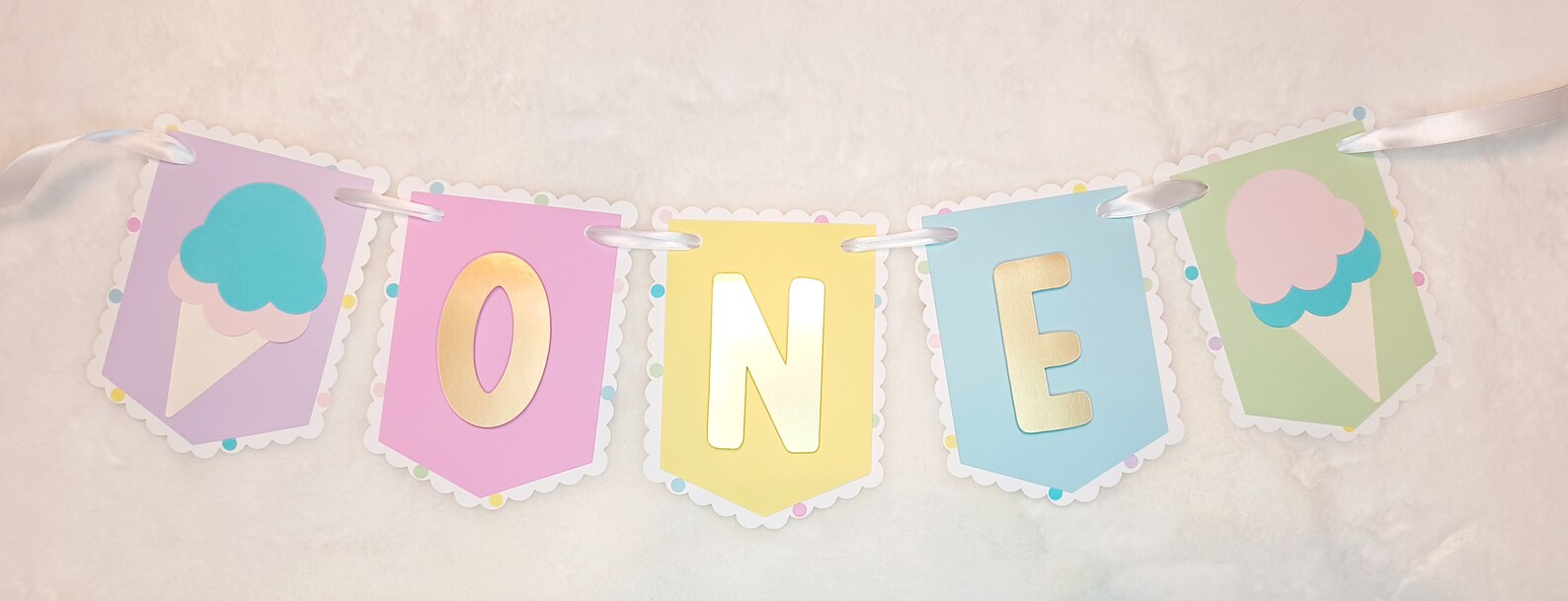 Colorful Birthday Banner | Ice Cream Cone Banner | Pastel Birthday ...