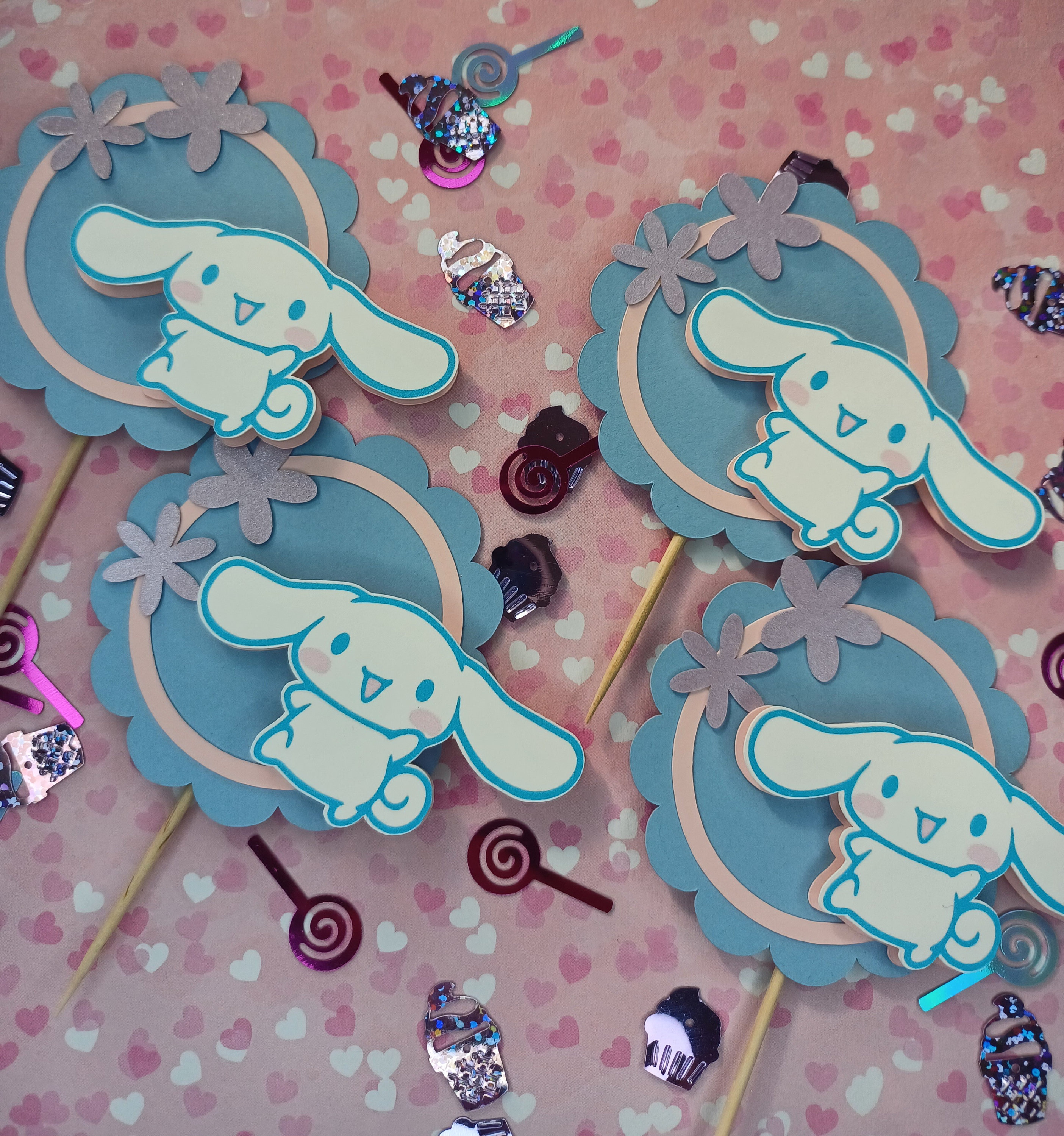 Kawaii Characters Cupcake Toppers Kawaii Cinna Bunny Toppers Cupcake ...