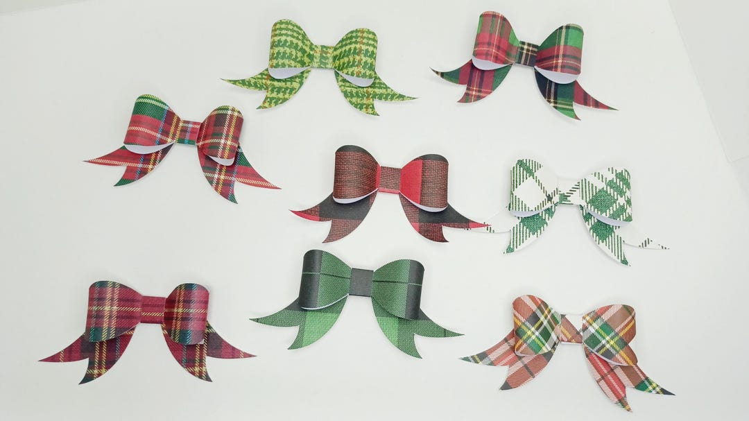 Handmade Plaid Paper Bows | Gift Wrap Embellishments, Scrapbooking (set ...