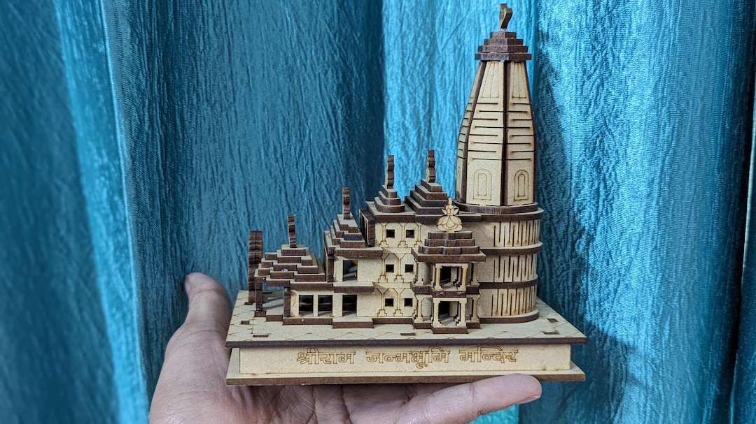 Handcrafted Wooden Ram Mandir Model | Ayodhya Temple Centerpiece - Etsy
