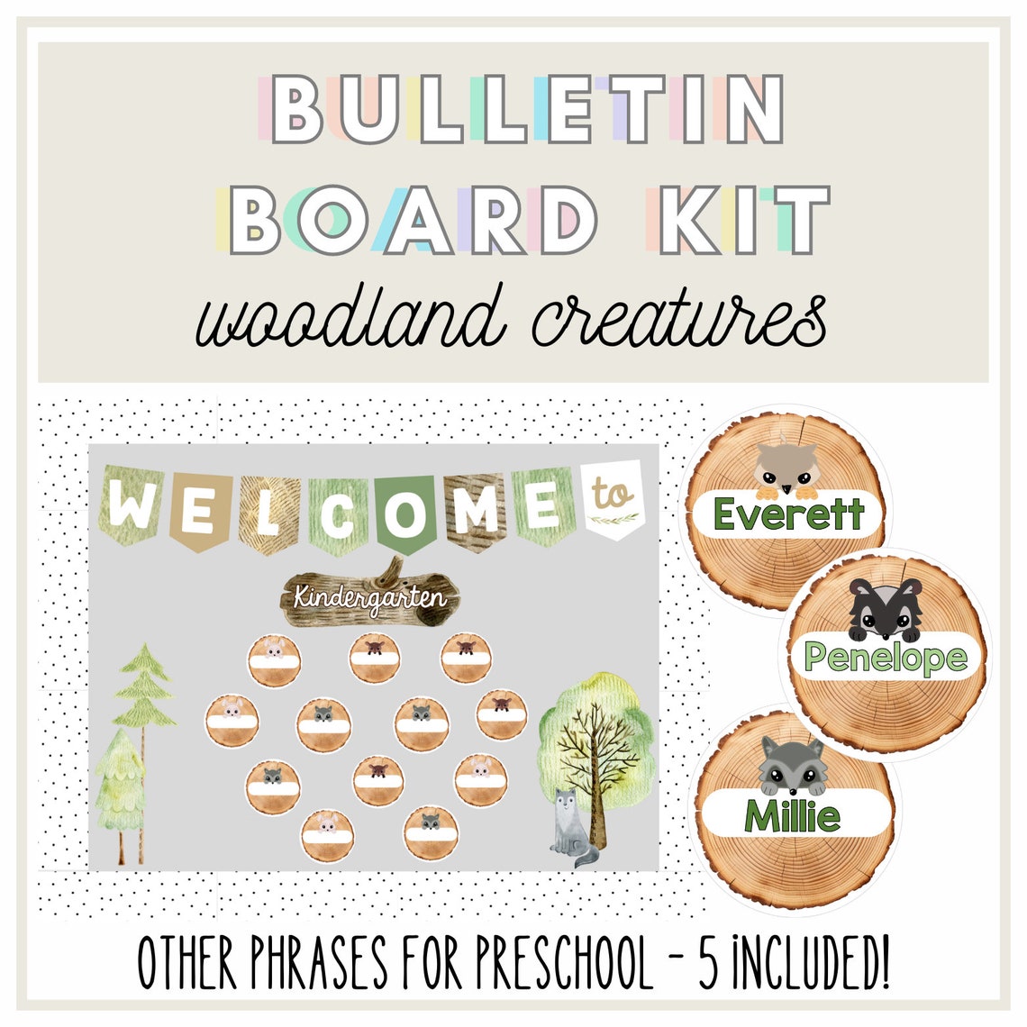 Editable Back to School Woodland Bulletin Board Kit | Calming ...