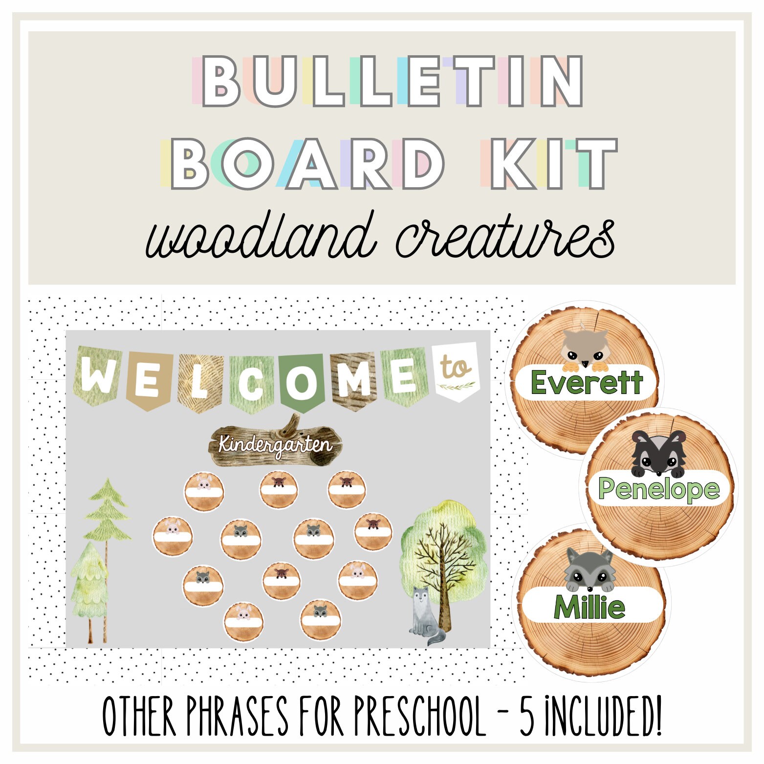 Editable Back to School Woodland Bulletin Board Kit | Calming ...