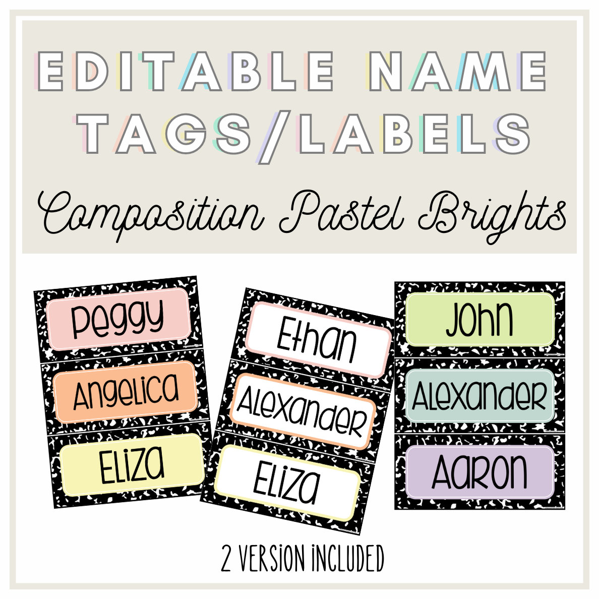 Editable Composition Notebook Pastels - Etsy