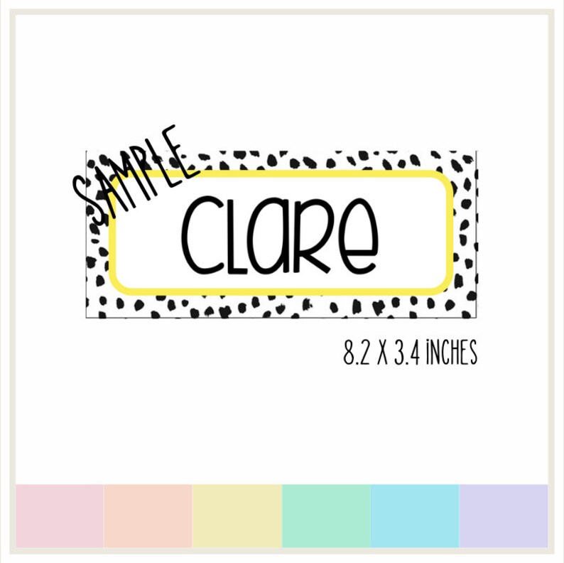 Editable Student Name and Desk Tags | Plates | Locker Name | Boho Polka ...