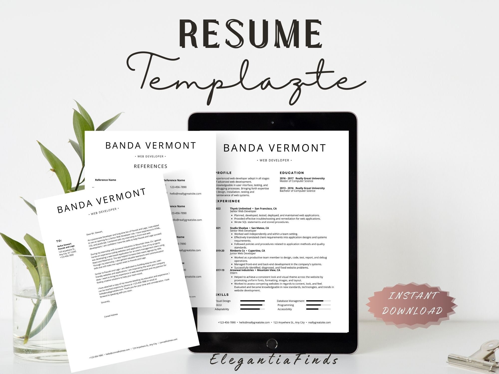 Modern Expert CV Template Design Clean Modern Template - Etsy