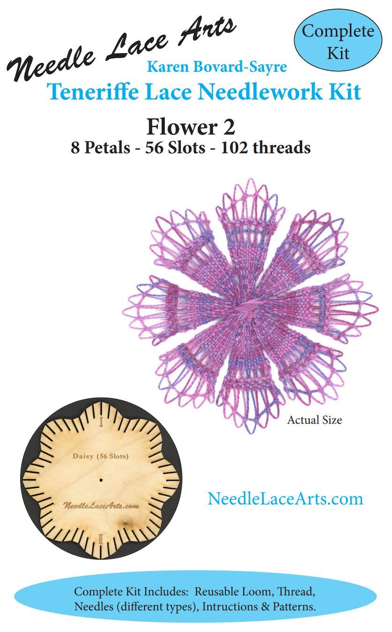 Flower #2 Teneriffe Lace Needlework Complete Kit Tenerife Sol Lace - Etsy