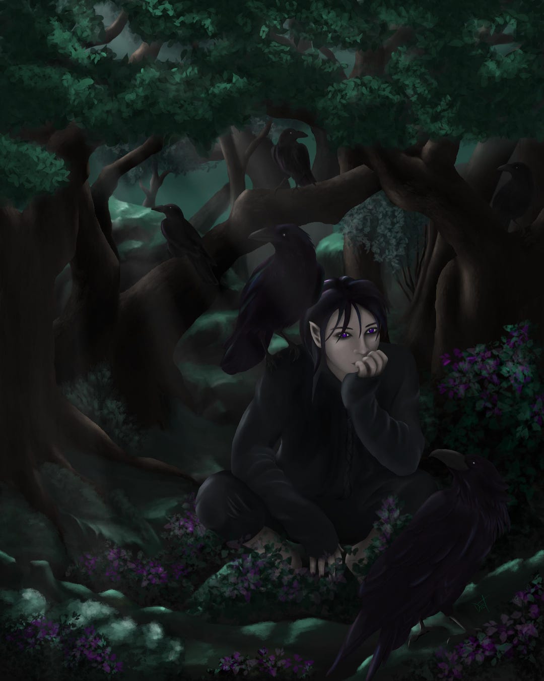 Fanatasy Character Design Character Portrait Crow Raven Elf Wall Art ...