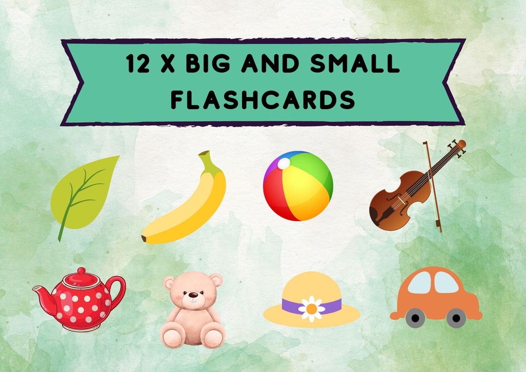 Big and Small Flashcards - Etsy