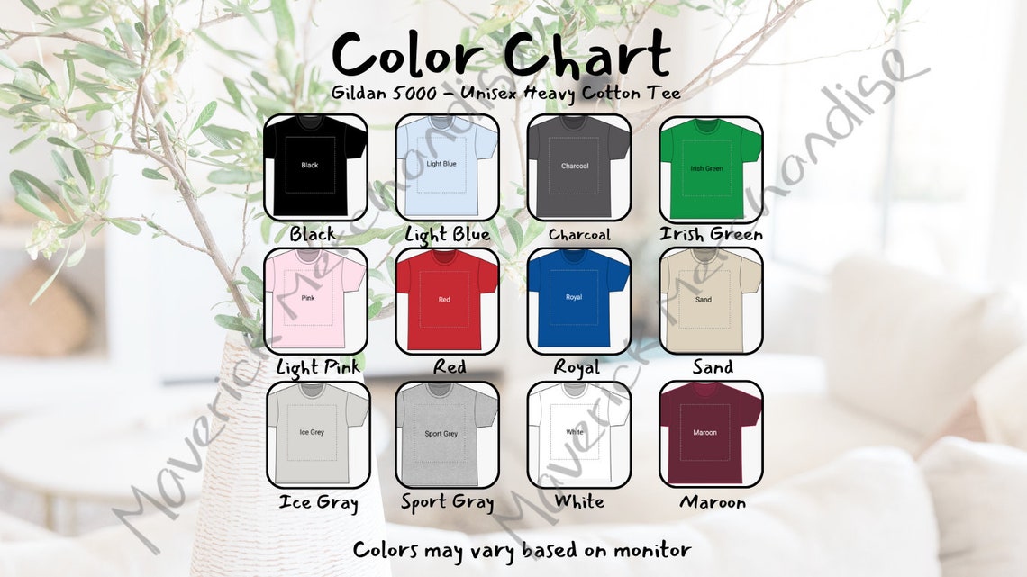 Gildan 5000 Color Chart Gildan Color Chart Size Chart 5000 Tshirt Color ...