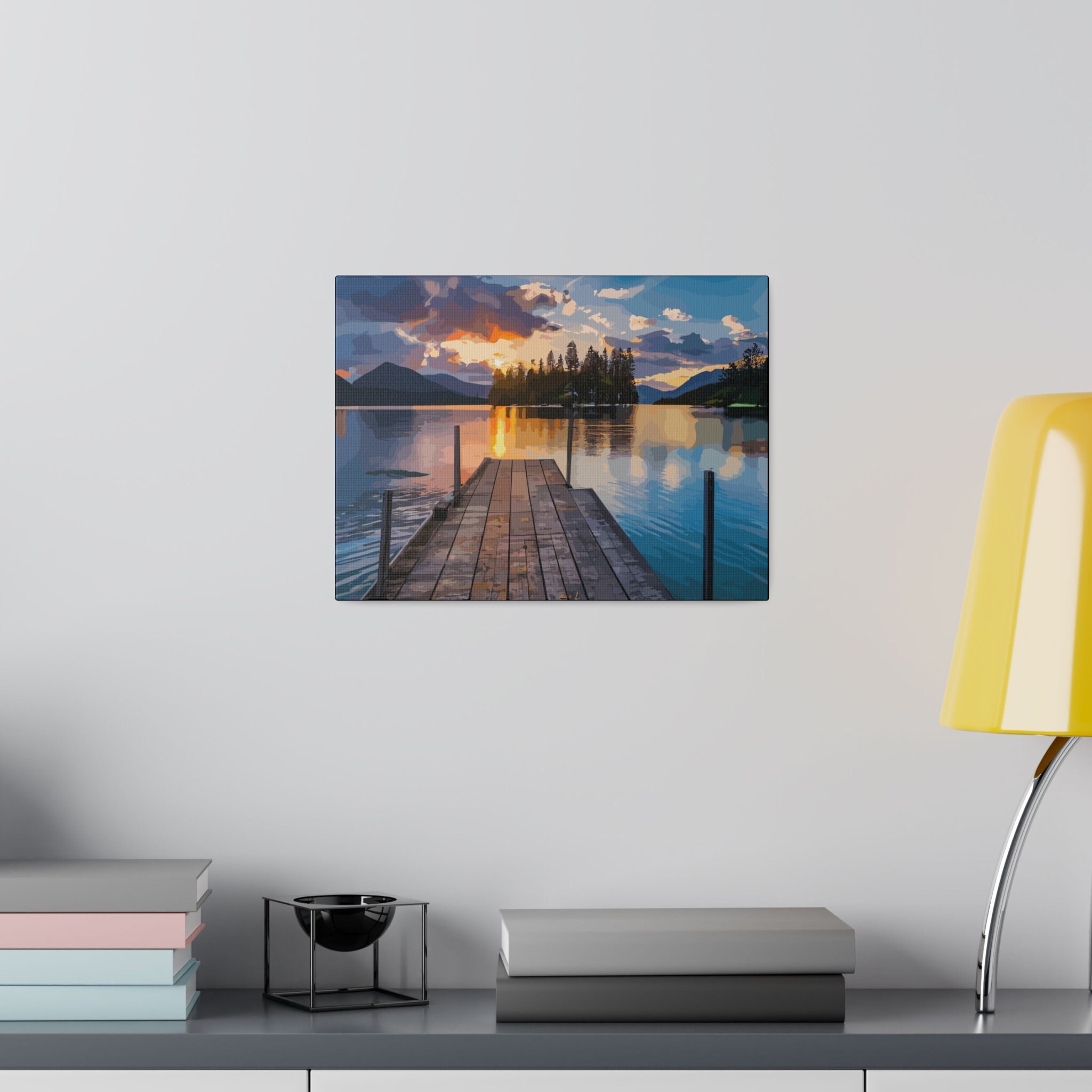 Lake Dock Lake Dock Poster Canvas Lake Sunset Oil Painting - Etsy