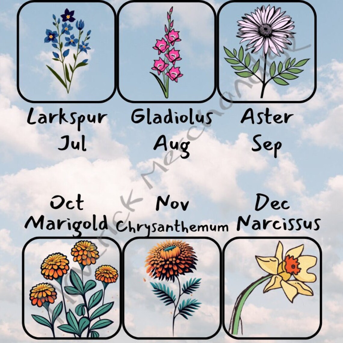 Birth Month Flowers Svg Wildflower Svg Birthmonth Svg Bundle Botanical ...