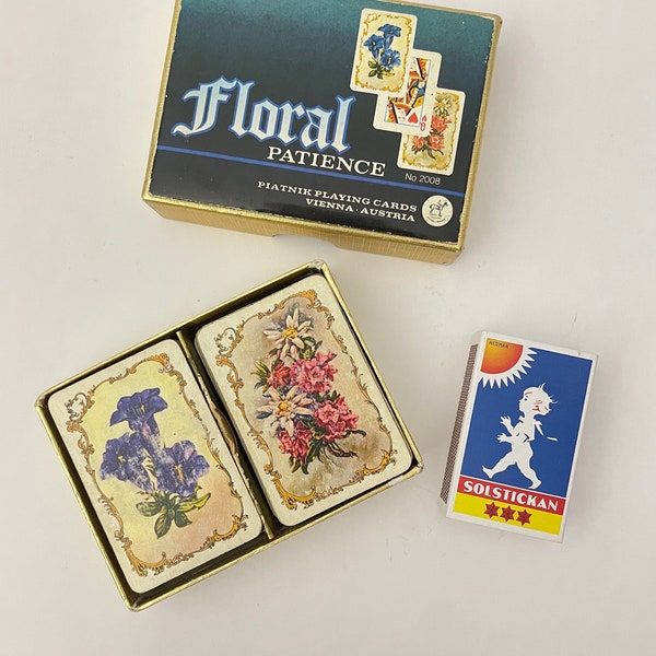 Vintage Piatnik floral Patience Boxed Set Double Deck Ladies Playing ...