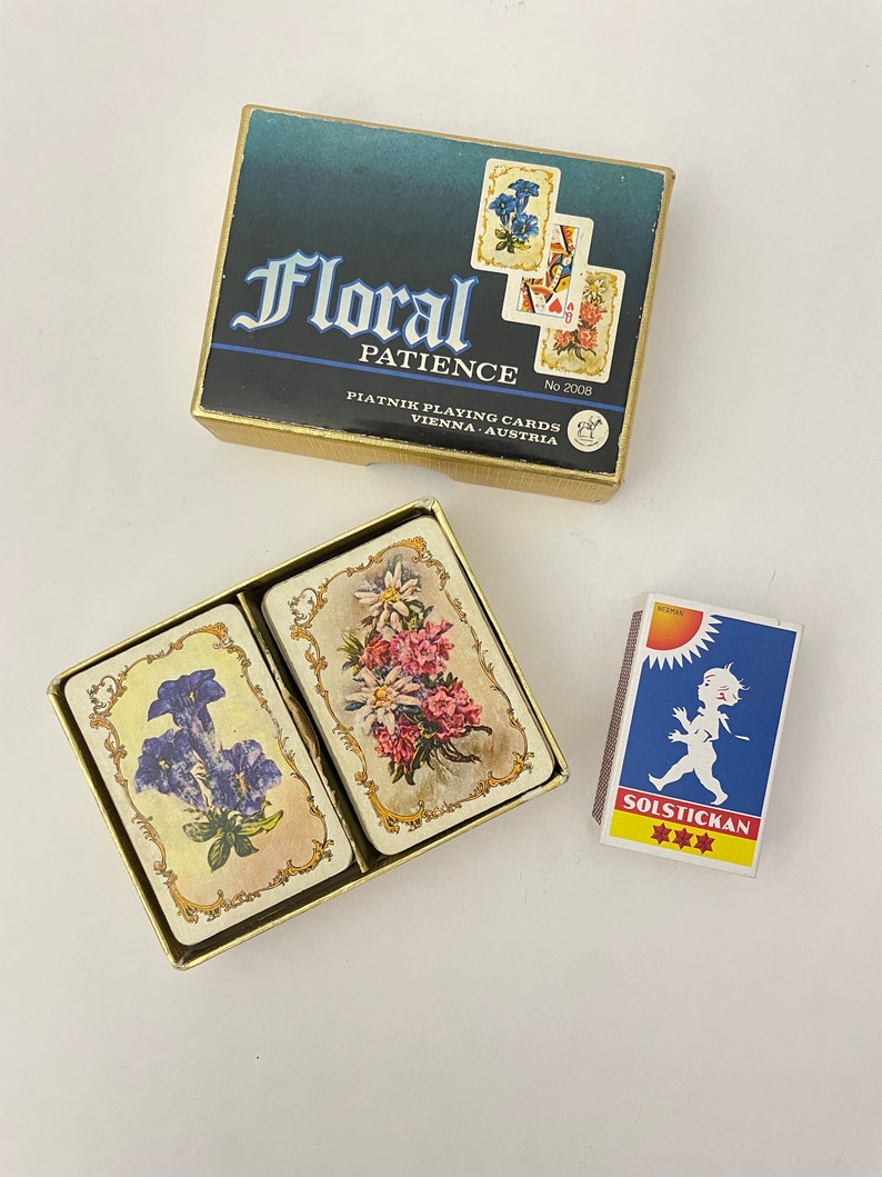 Vintage Piatnik "floral Patience" Boxed Set Double Deck Ladies Playing ...