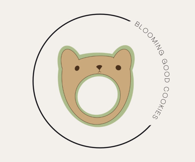 Bear Wood Style Teether Ring Custom Cookie Cutter, PLA Physical Cookie ...