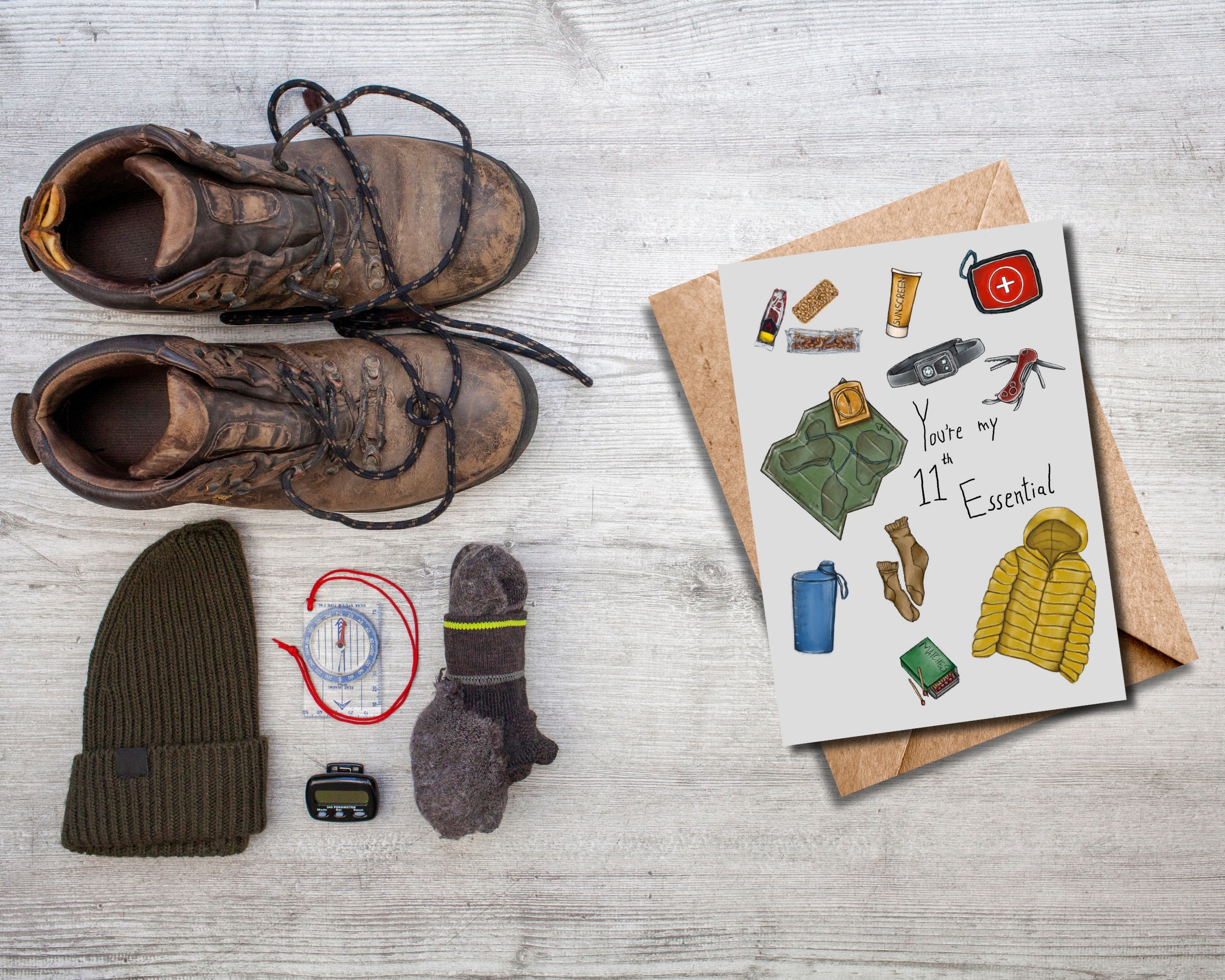 My 11th Essential|hiking Greeting Card|hiking-themed Card|card for ...