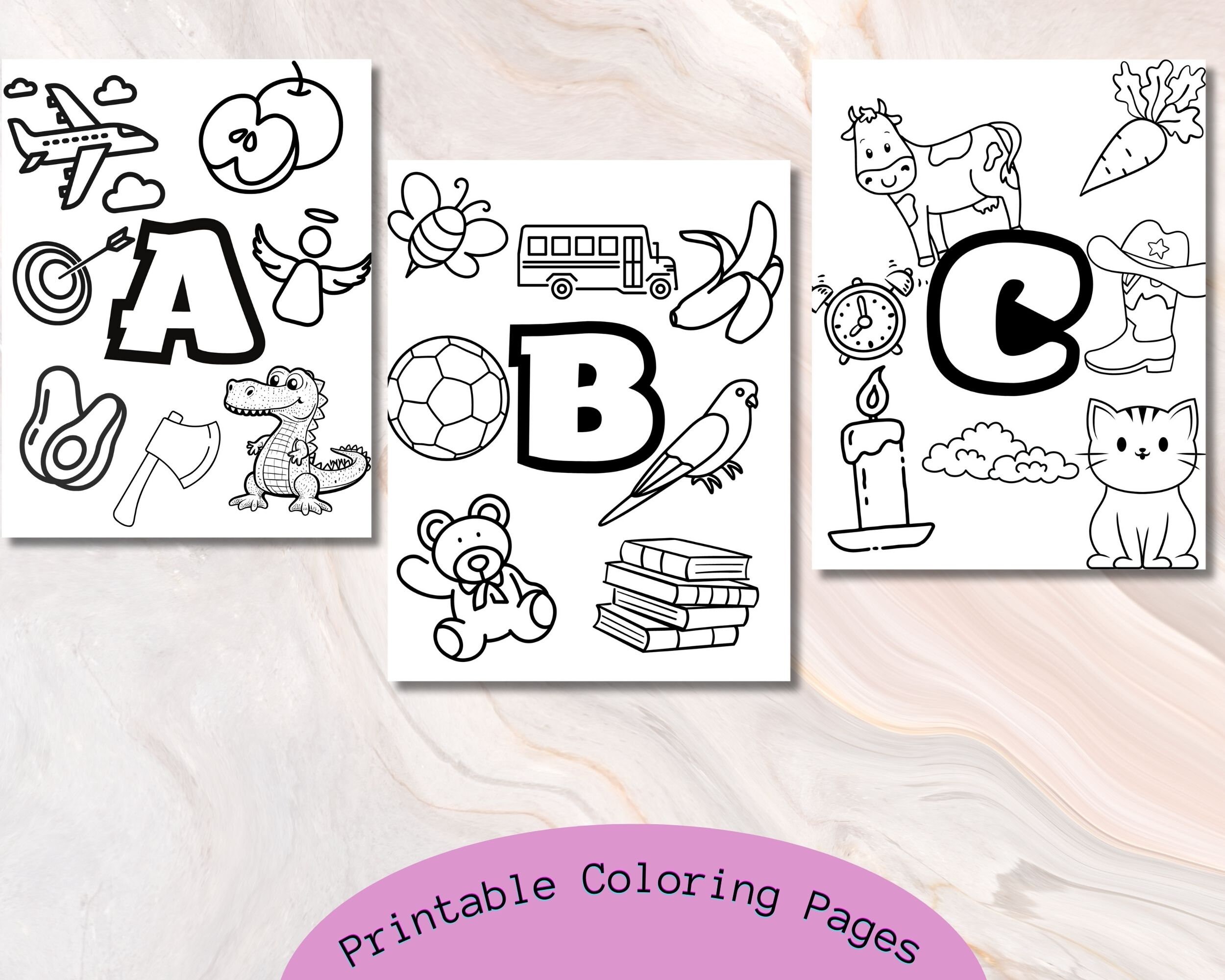 Páginas para colorear del alfabeto libro para colorear ABC - Etsy España