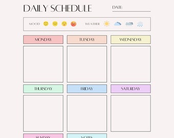 Printable and Colorful Daily Planner Instant Download in Pdf - Etsy