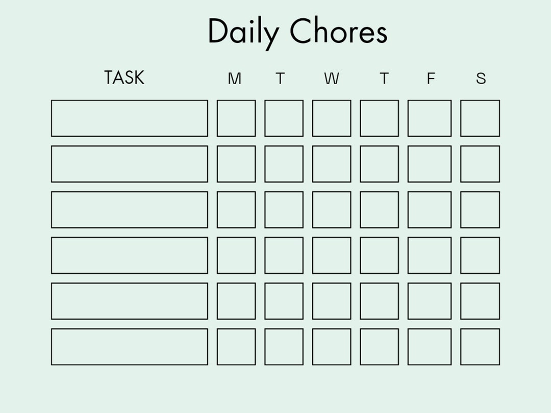 Blank Chore Chart - Etsy