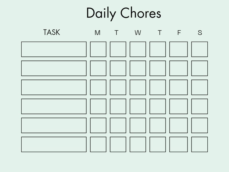 Blank Chore Chart - Etsy