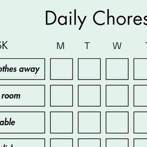 Green Chore Chart - Etsy