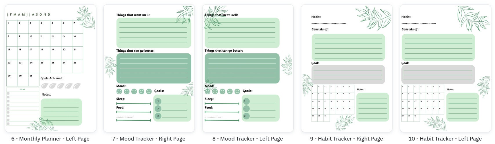 Green Planner Templates - Etsy