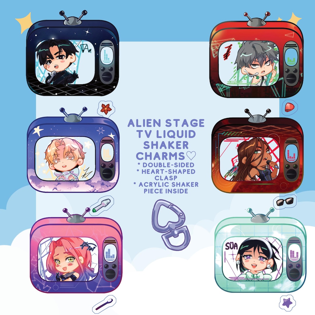 Alien Stage Liquid Glitter TV Shaker Charms - Etsy