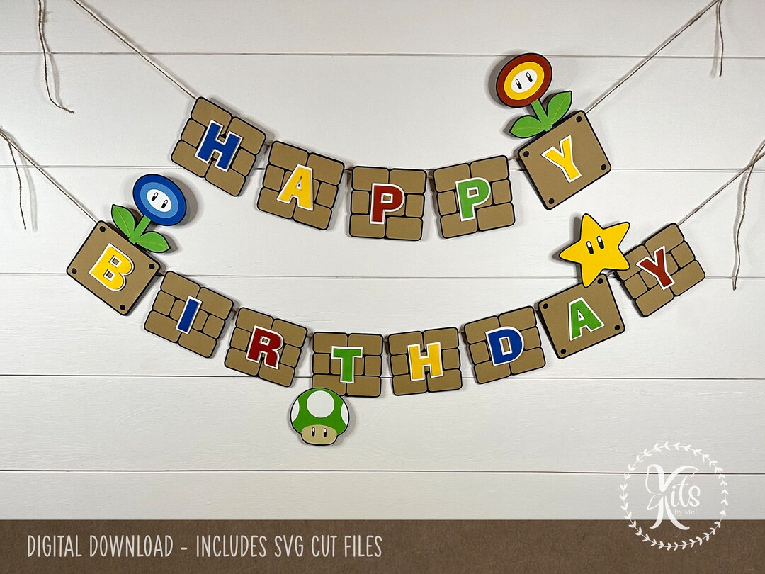 Super Mario Bros Video Game Inspired Party Banner (DIGITAL SVG File) - Etsy