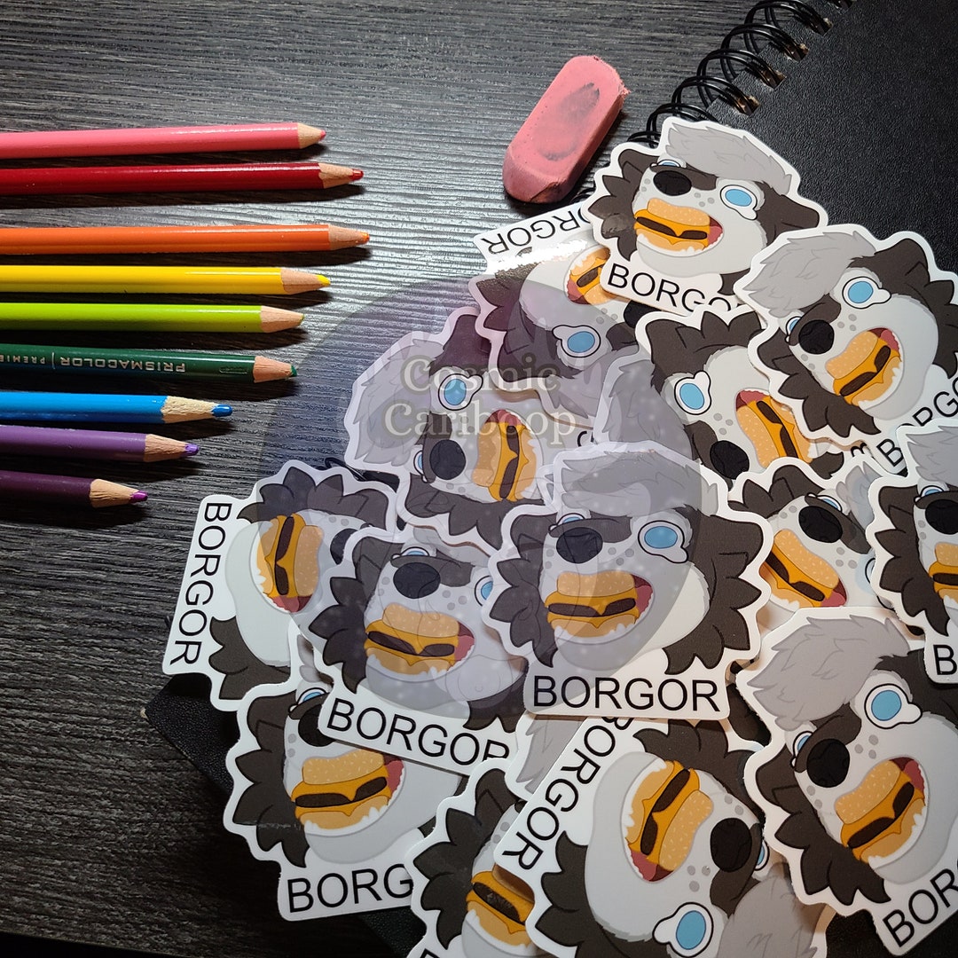 Borger Sticker Funny Furry Friend Comedy Silly Cheeseburger Themed ...
