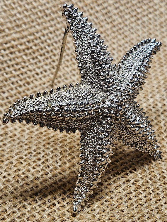 vintage silver starfish brooch - Gem