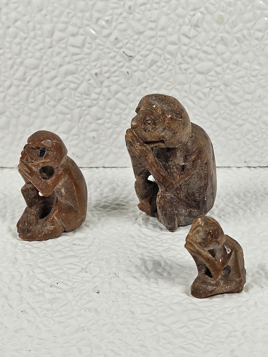 Carved Stone Monkey Trio - Etsy