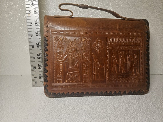 Vintage Egyptian design leather handbag. - Gem