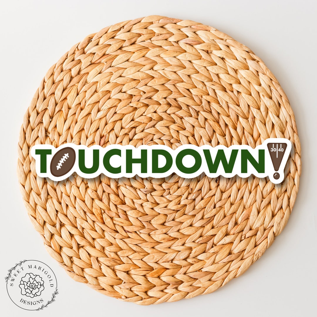 Touchdown! Single Sticker - Hand Drawn, Sports, Football, Waterproof ...