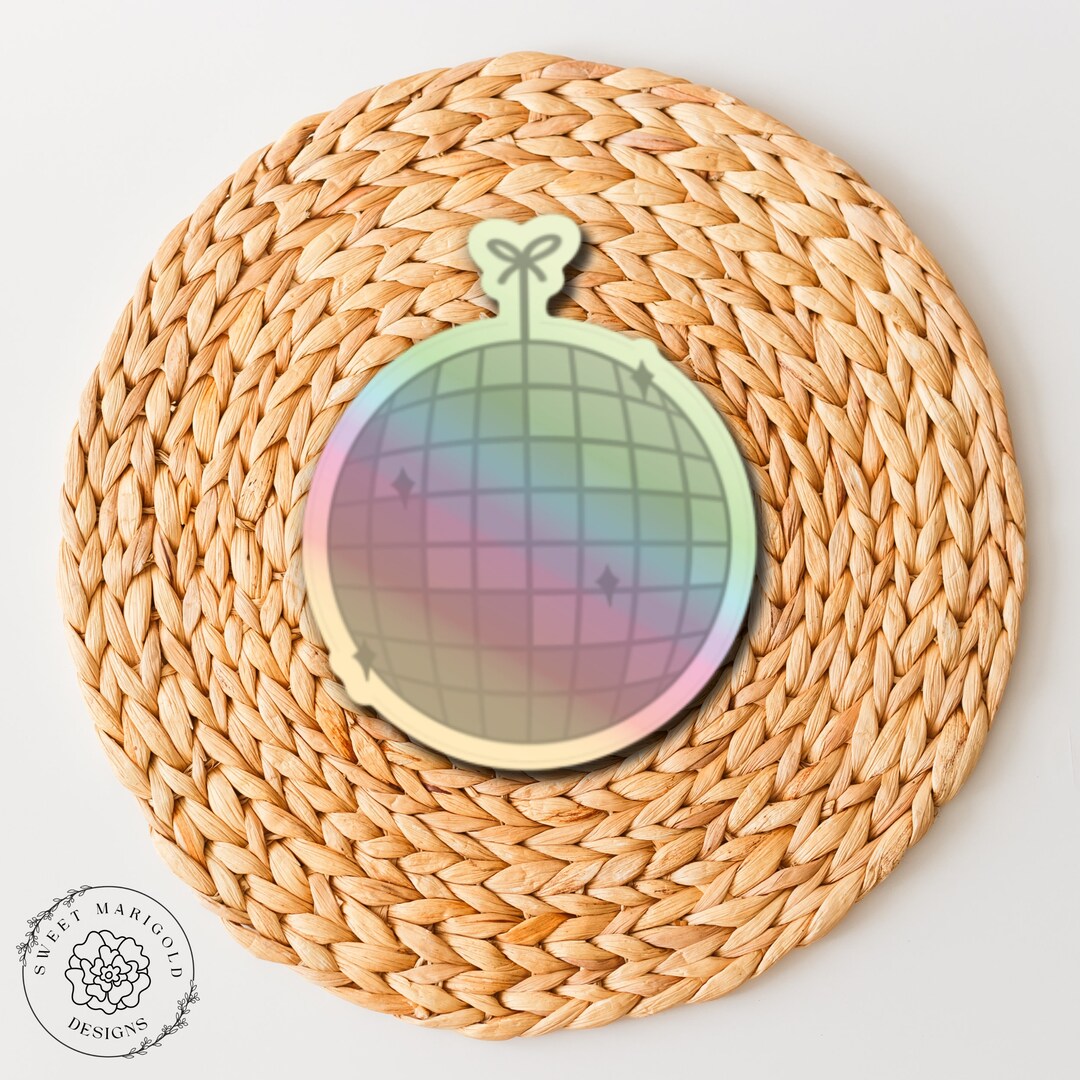 Holographic Disco Ball Sticker - Hand Drawn, Disco Ball, Party, 70s ...
