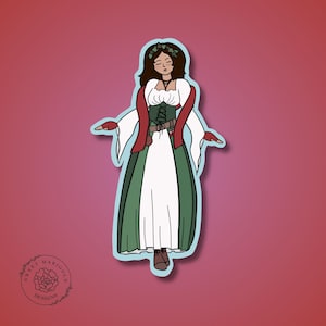 Renfaire Girl Sticker: Hand Drawn Waterproof Vinyl Decal, Ren Faire - Etsy