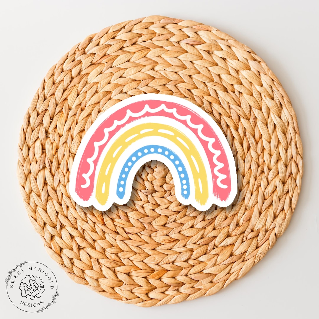 Boho Rainbow Sticker: Hand Drawn Waterproof Vinyl Decal - Etsy