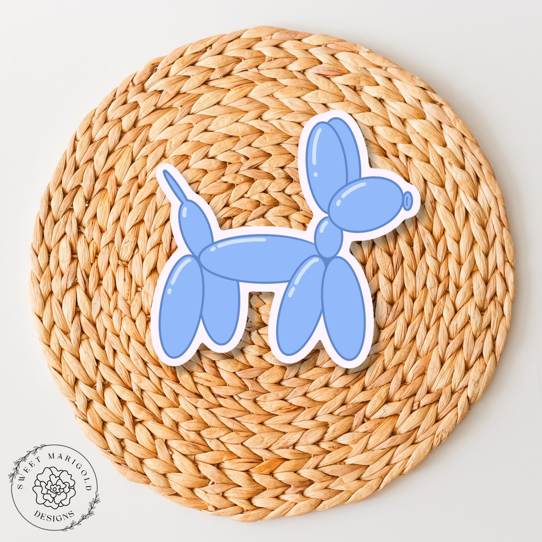 Blue Balloon Dog Sticker: Hand-drawn Vinyl Decal - Etsy
