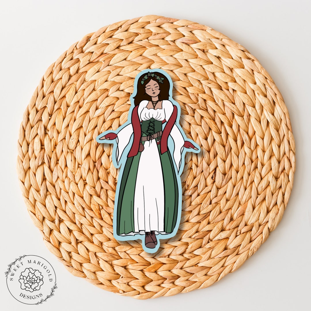 Renfaire Girl Sticker: Hand Drawn Waterproof Vinyl Decal, Ren Faire - Etsy