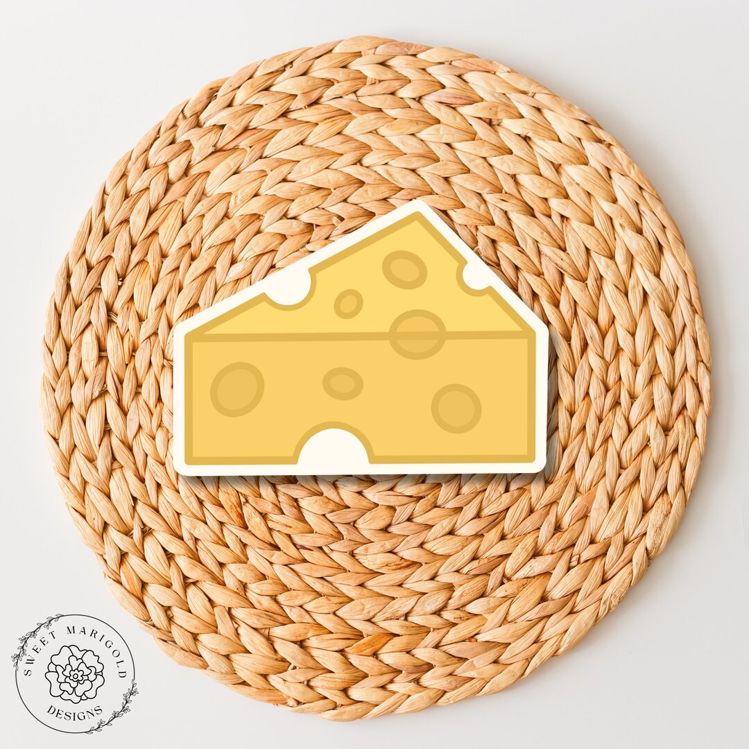 Cheese Wedge Sticker - Hand Drawn, Cheese, Food, Snack, Yellow ...