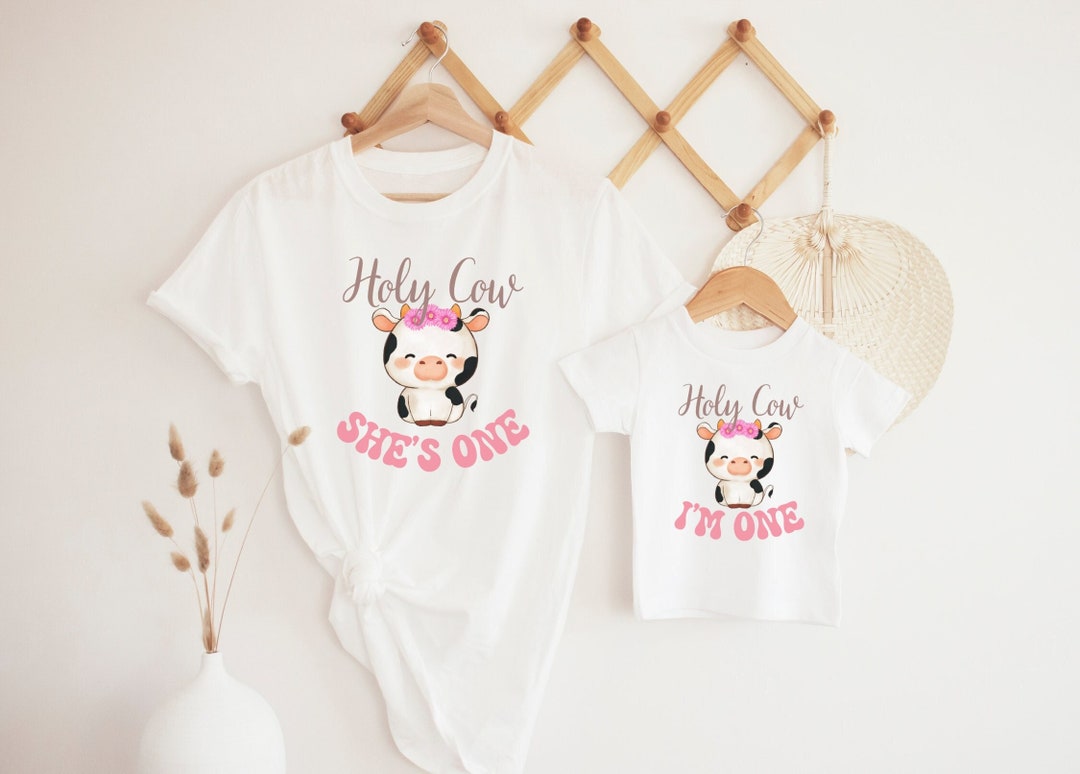 Holy Cow I'm One Matching Family Birthday Shirts, Holy Cow Girl ...