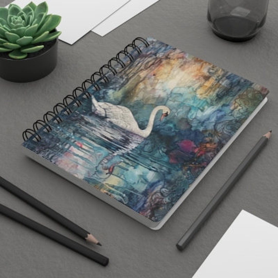 Swan Journal | Spiral Bound Notebook | Water Color Art Design | Lined ...