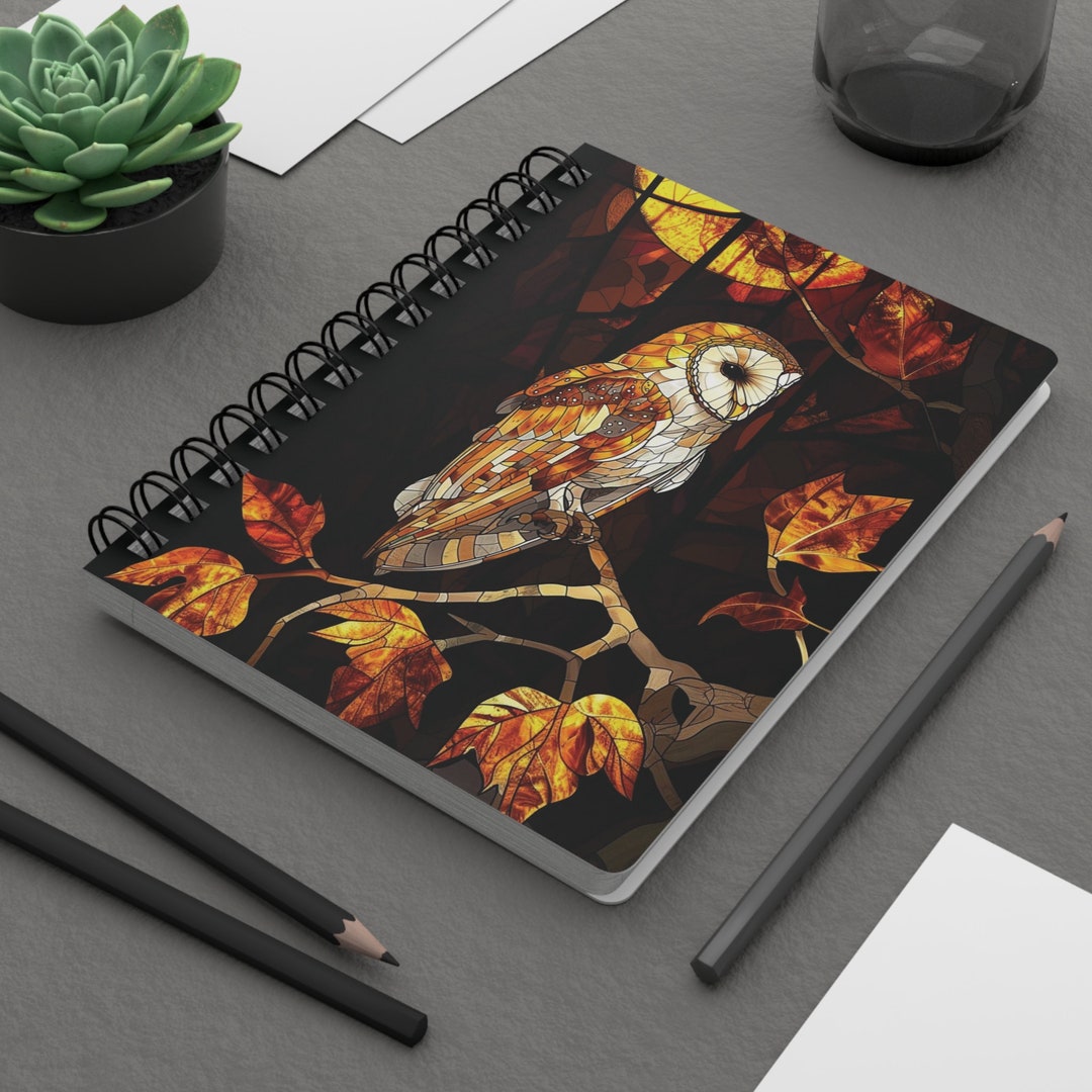 Barn Owl Spiral Bound Journal Art Notebook Lined Journal Writing ...