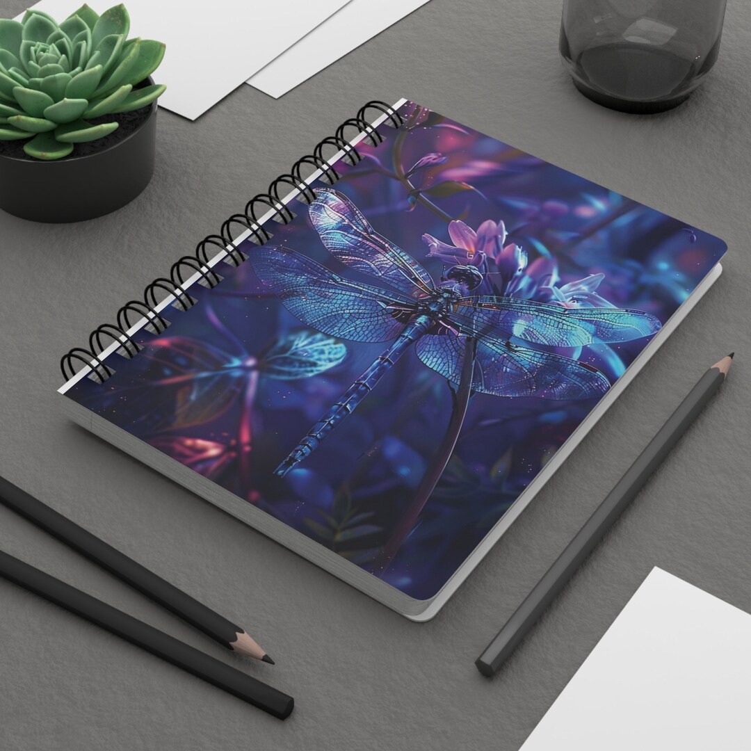Dragonfly Spiral Bound Journal | Dragonfly Art Notebook | Lined Journal ...