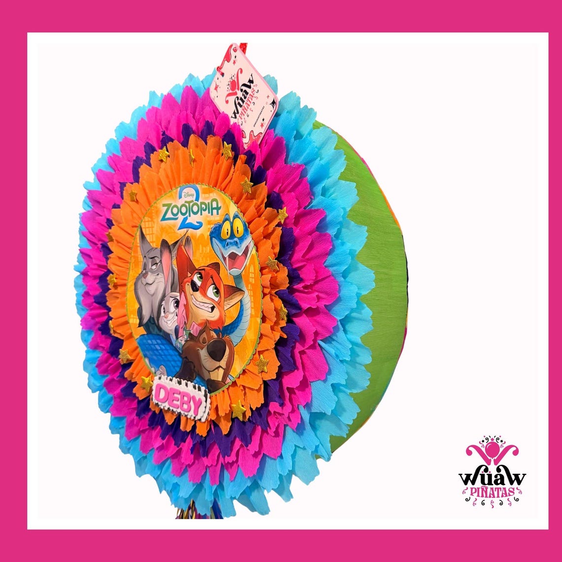Colorful Animal City Theme Pinata Zootopia 2 – 20” Round Pull-string ...