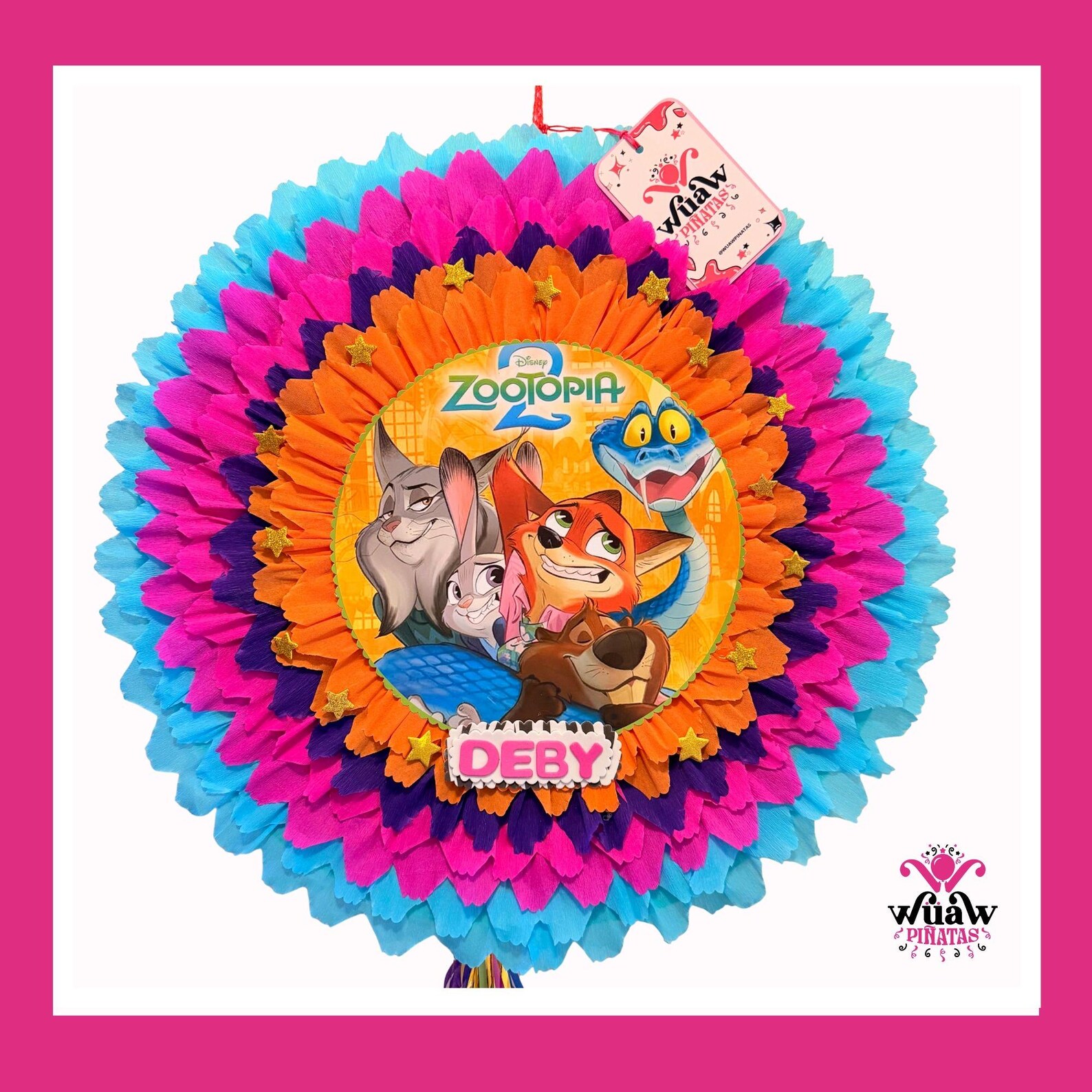Colorful Animal City Theme Pinata Zootopia 2 – 20” Round Pull-string ...