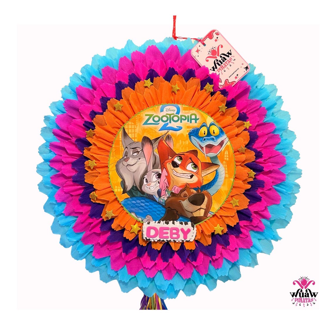 Colorful Animal City Theme Pinata Zootopia 2 – 20” Round Pull-string ...