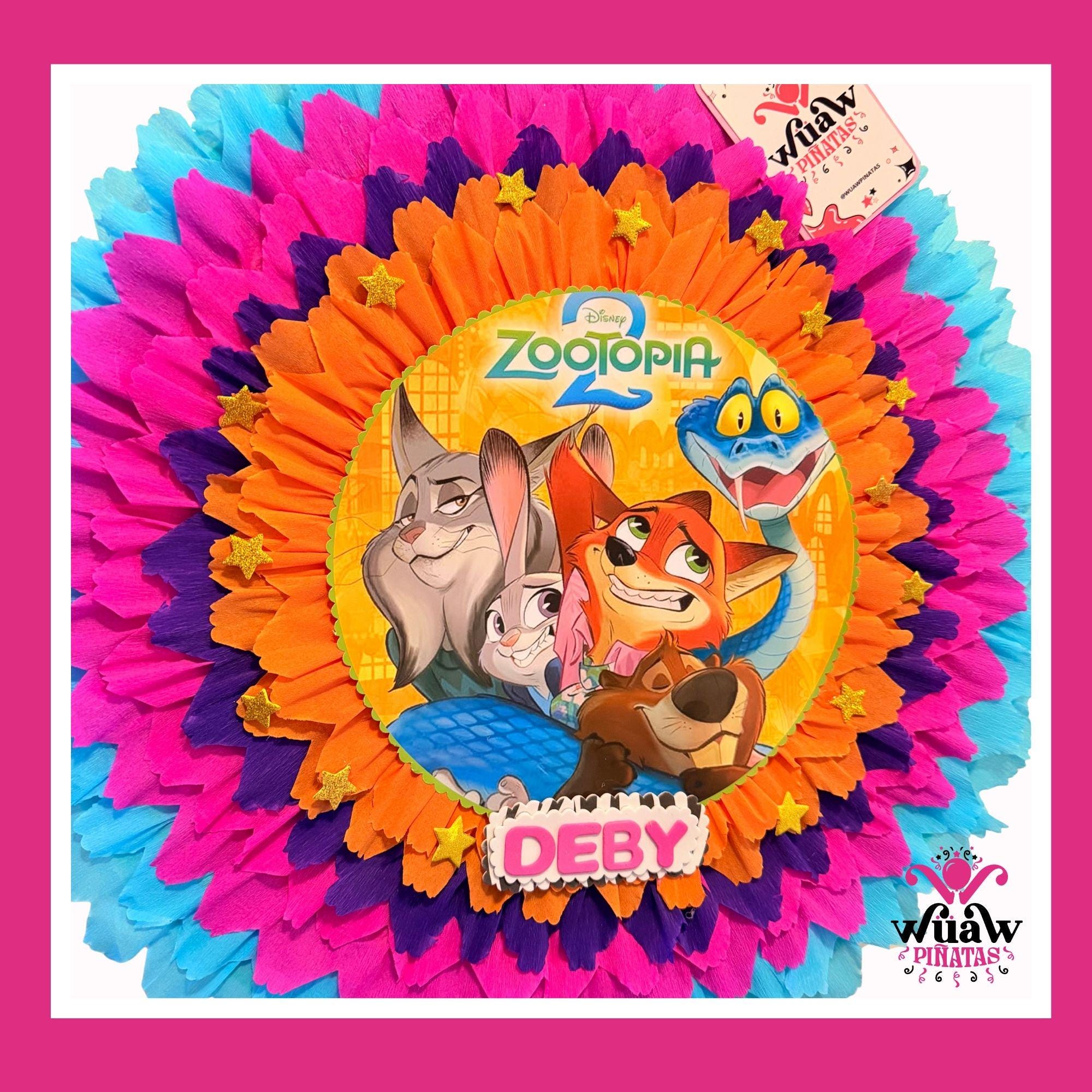 Colorful Animal City Theme Pinata Zootopia 2 – 20” Round Pull-string ...