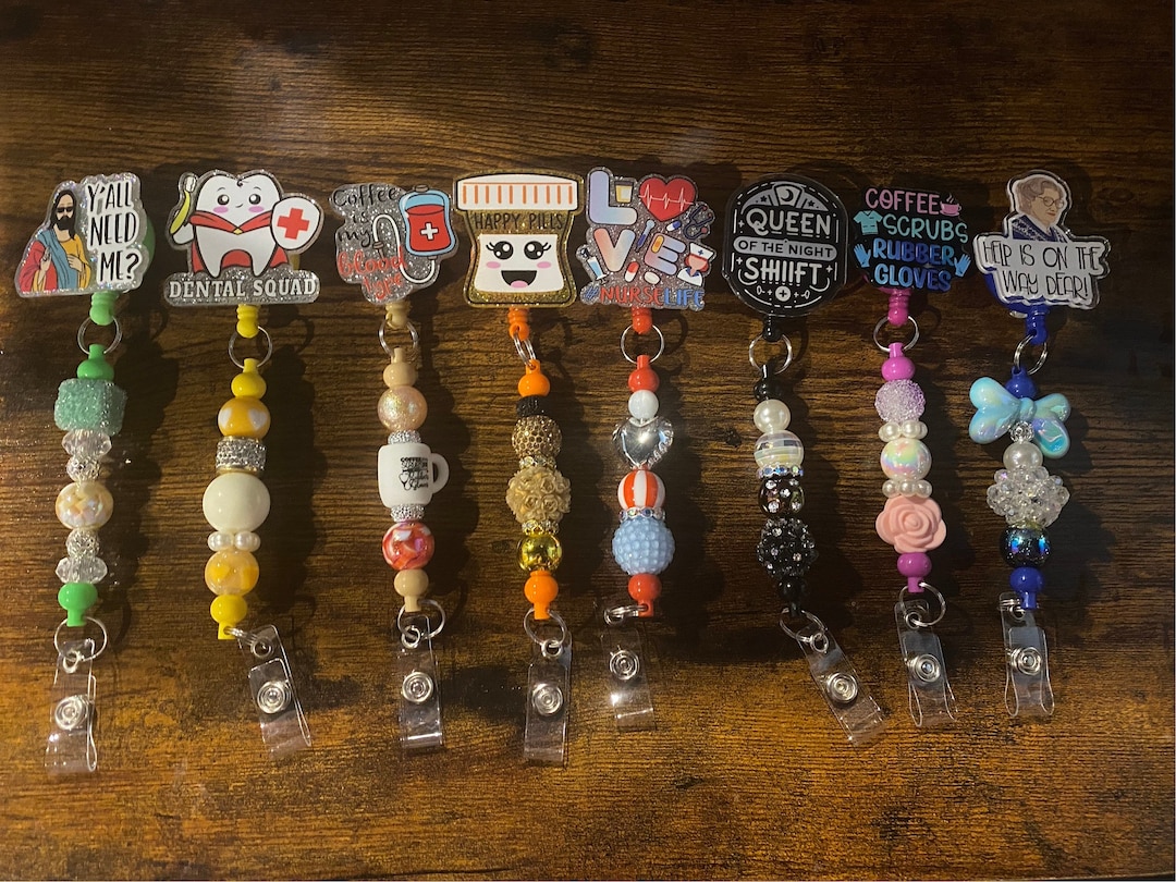 Badge Reels Assorted Medical Themed Beaded Badge Reels - Etsy